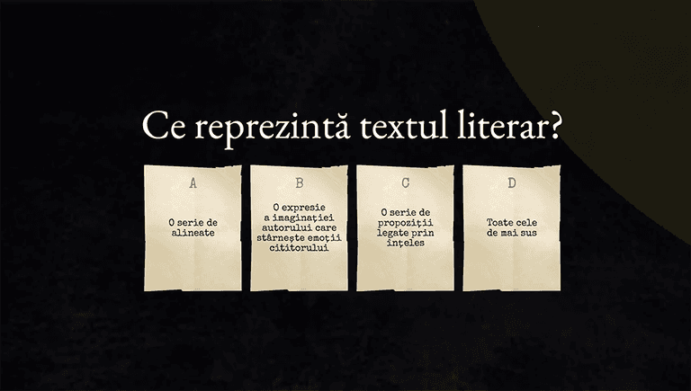 Joacă-te și învață despre textul literar prin întrebări interactive ...